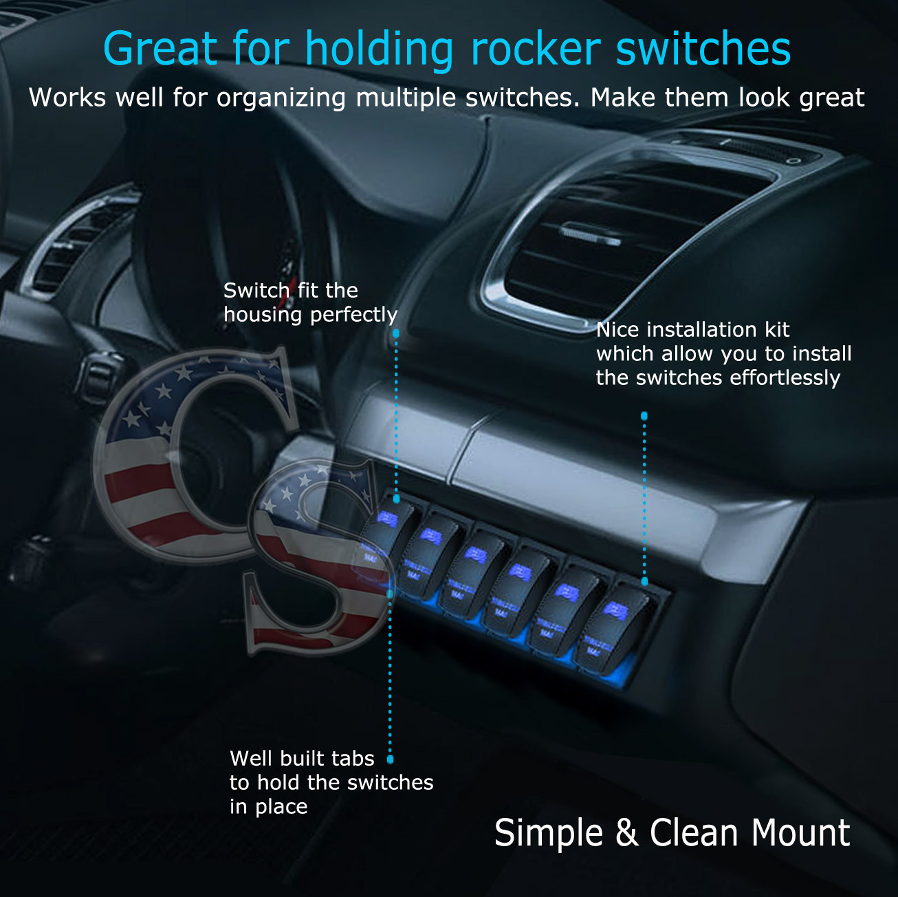 3PCS Car Rocker Switch Clip Panel Patrol Holder Housing ARB Carling ...