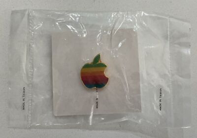 Vintage Apple Computer Enamel Pin Rainbow Gold Tone Employee New RARER ...