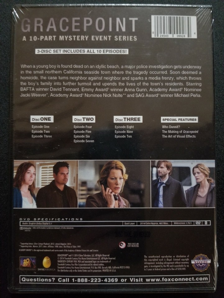 Gracepoint: A 10-Part Mystery Event Series (3-DVD Set) David Tennant NEW SEALED 24543099284 | eBay