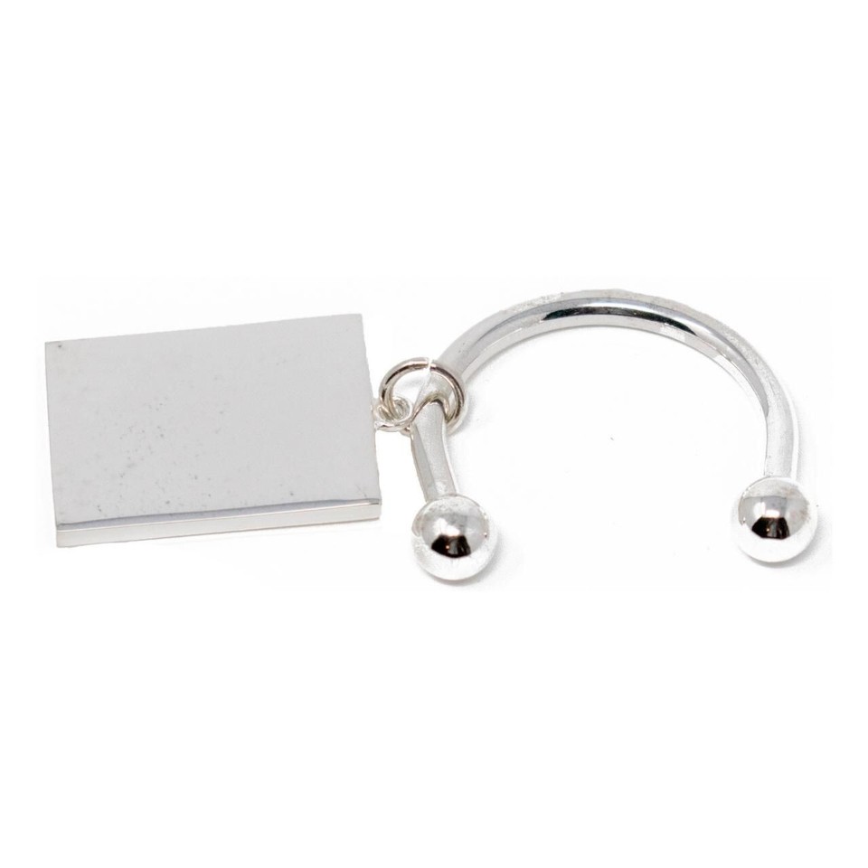 Silver Rectangle Horseshoe Screwball Keychain | eBay