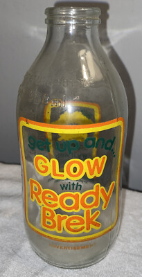 Vintage 1 Pt Glow With Ready Break Advertisement Milk Bottle 1986 ...