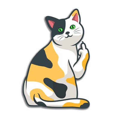 Cat Middle Finger Flipping Off Funny Cut Sticker Flip Decal Cute Phone ...