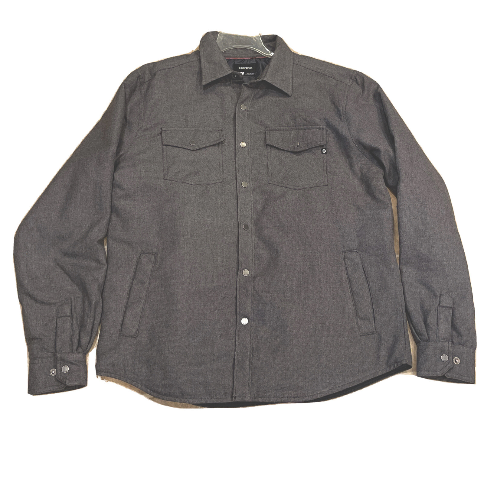 Mens Sz L MARMOT Snap Front Jacket Coat Gray Flap Pockets | eBay