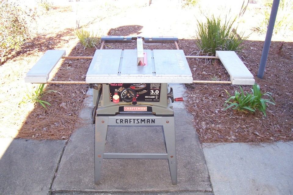 CRAFTSMAN 3.0 HP 10" Table Saw w/Blade Guard, Fence, Extensions & Dust ...