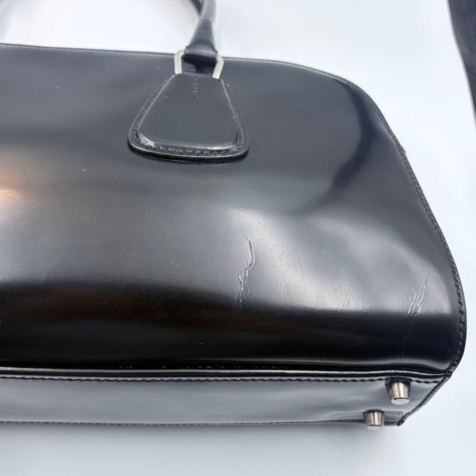 PRADA Hand bag Mini Boston Bag Black Leather Padlock Women From Japan ...