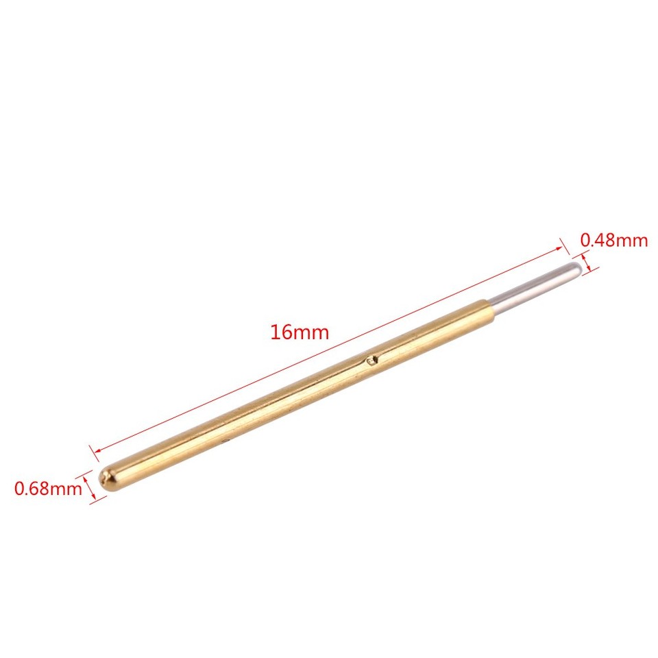100pcs P50-J1 Dia 0.68mm Length 16mm Spring Test Probe Round Head Pin ...