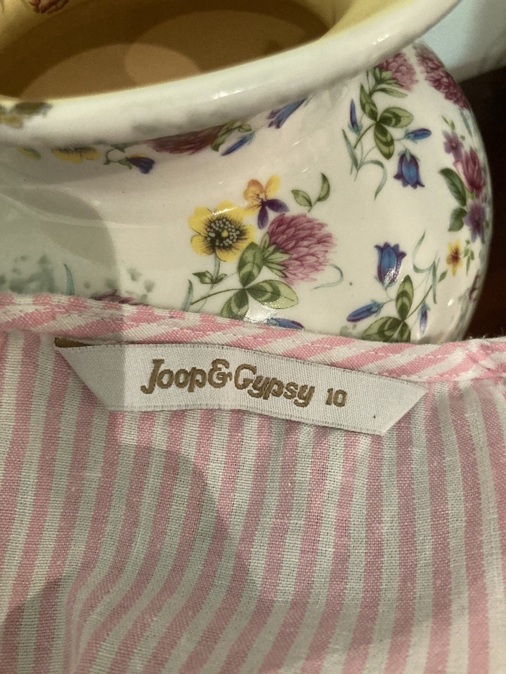 Joop & Gypsy Size 10 Pink Green Blue Pockets Tiered Short Sleeve Cotton ...