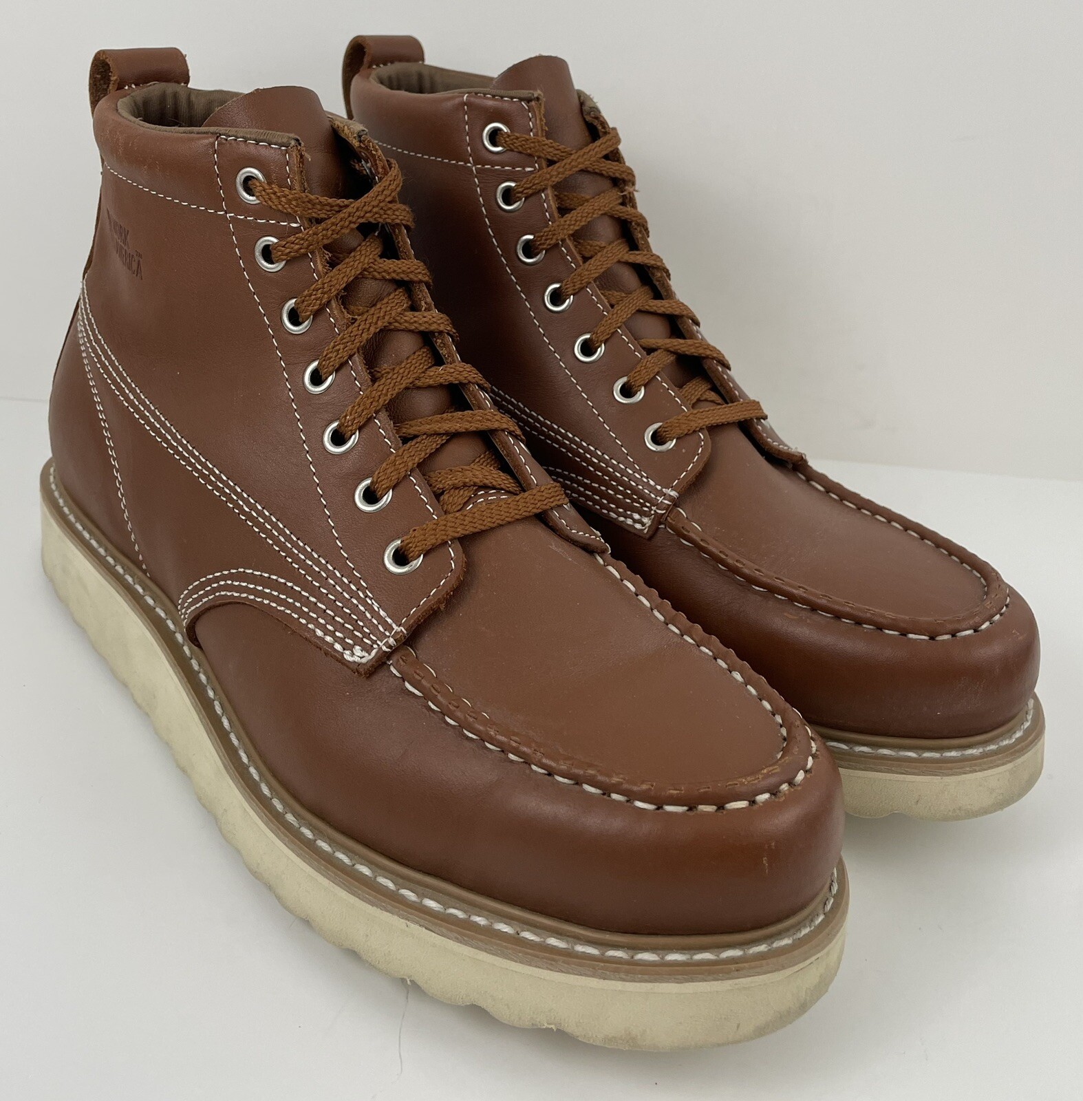 Work America Mens Brown Work Boots Moc Toe Size 12 - Gem