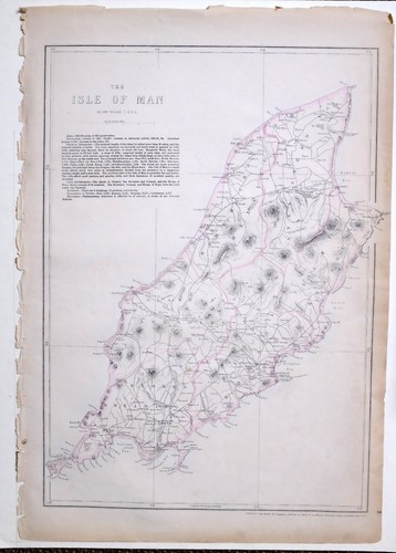 1864 LARGE ANTIQUE MAP ~ ISLE OF MAN GARFF SHEADING DOUGLAS BAY ...