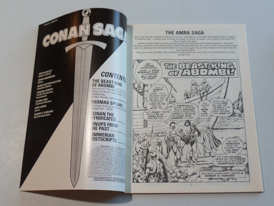 Stan Lee Presents CONAN SAGA #38 1990 Marvel Comic Book Conan The ...