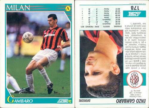 Carte De Trading De Football SCORE 92 Année 1992 - MILAN - ENZO GAMBARO ...