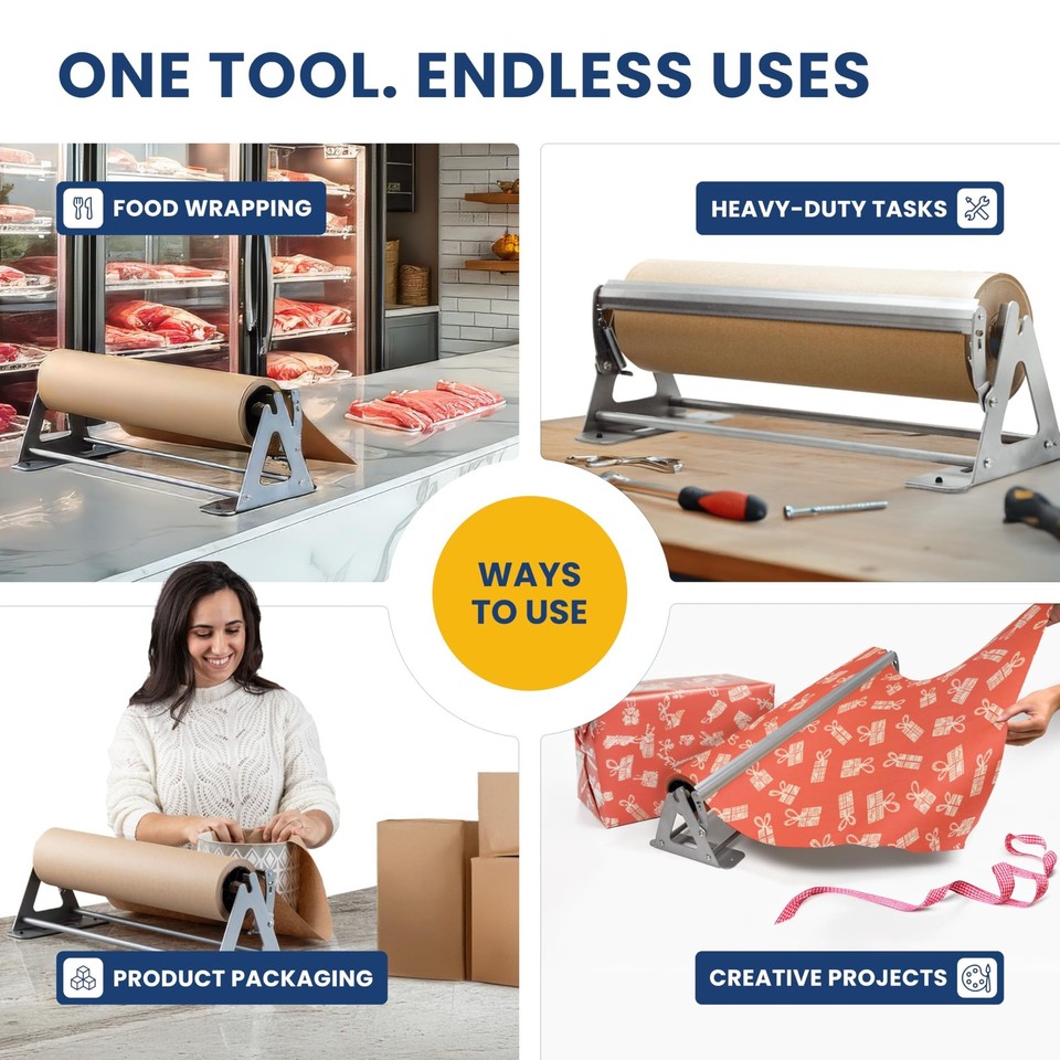 DIY Crew 18 Inch Paper Roll Dispenser and Cutter - Heavy-Duty Wall ...