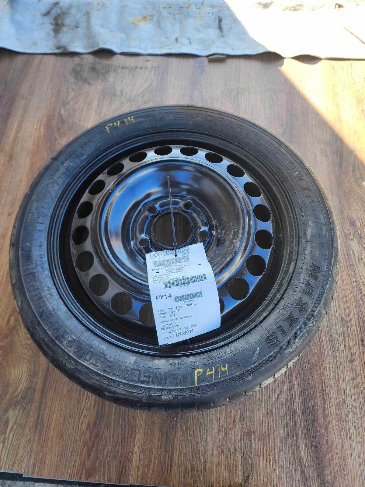 18 19 20 21 22 23 24 CHEVY EQUINOX COMPACT SPARE WHEEL W/JACK & TOOLS ...