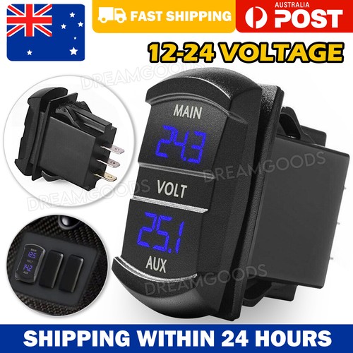 12V Voltmeter Dual Battery Monitor LED Digital Boat Car Voltage Marine ...