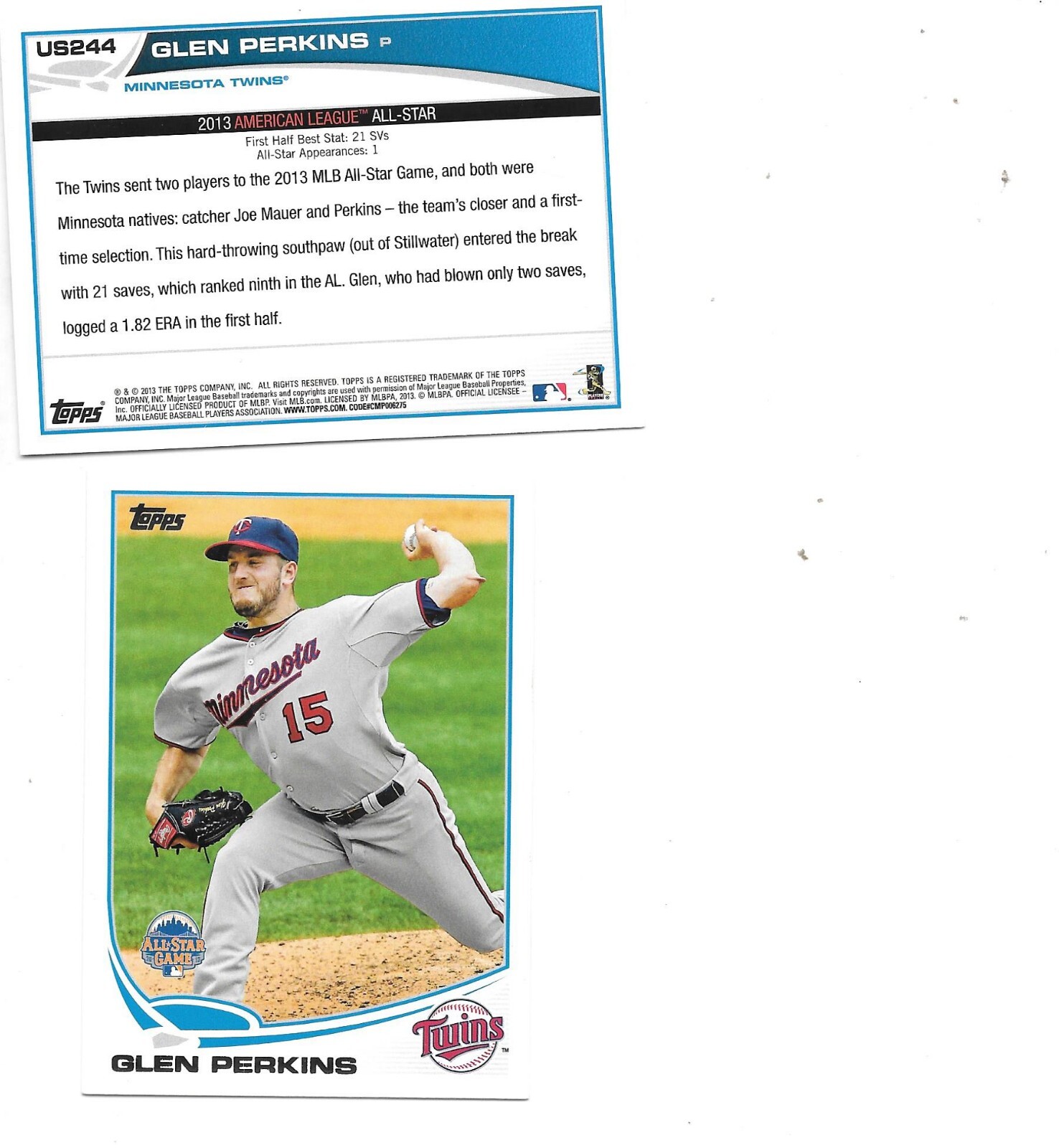 Glen Perkins 2013 Topps Update Series Baseball AS Card #US244 BOGO FREE ...