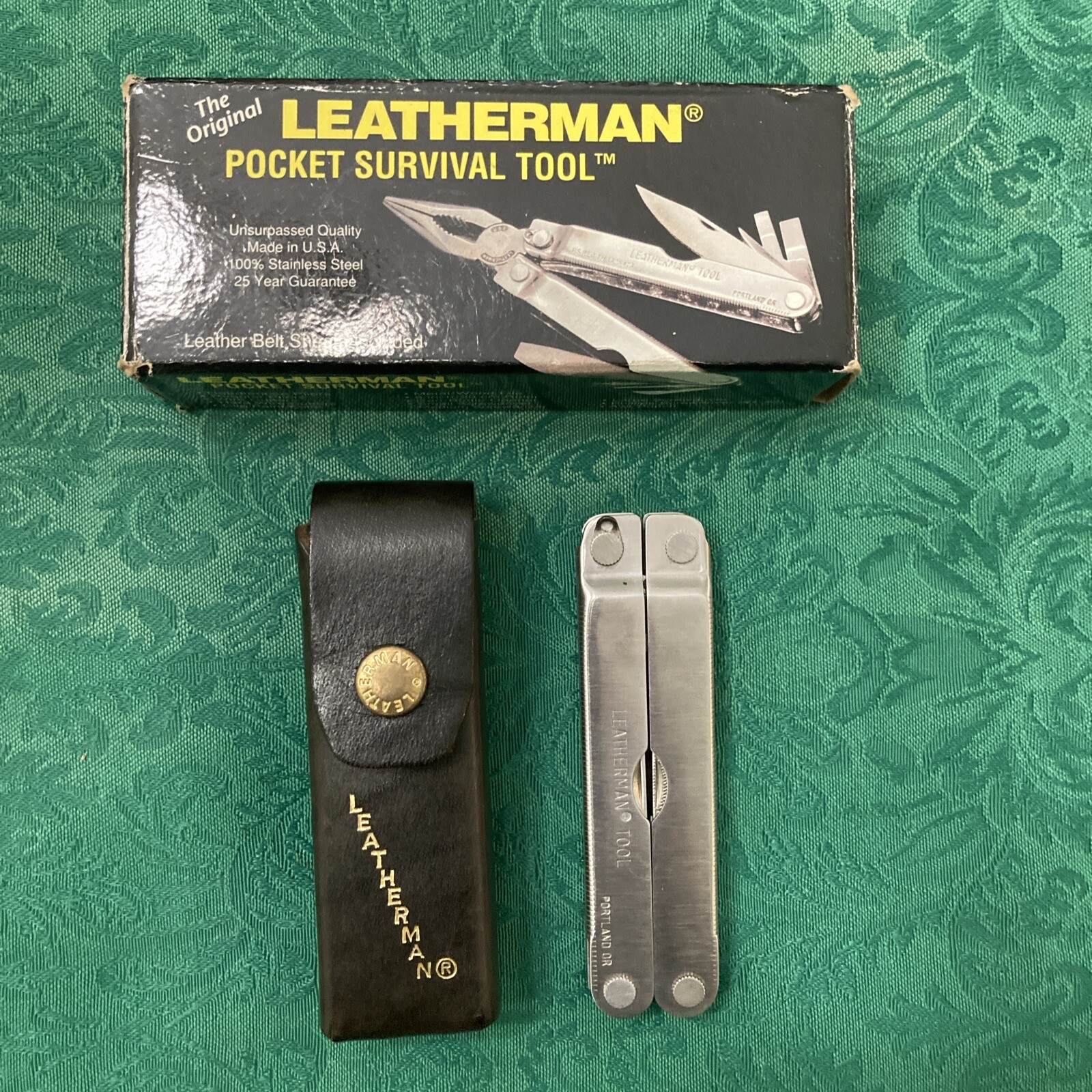 Vintage NOS Original Leatherman Pocket Survival Tool w/Leather Sheath ...