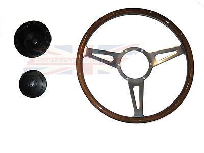 New 14" Laminated Wood Steering Wheel and Hub Adaptor Triumph Spitfire ...
