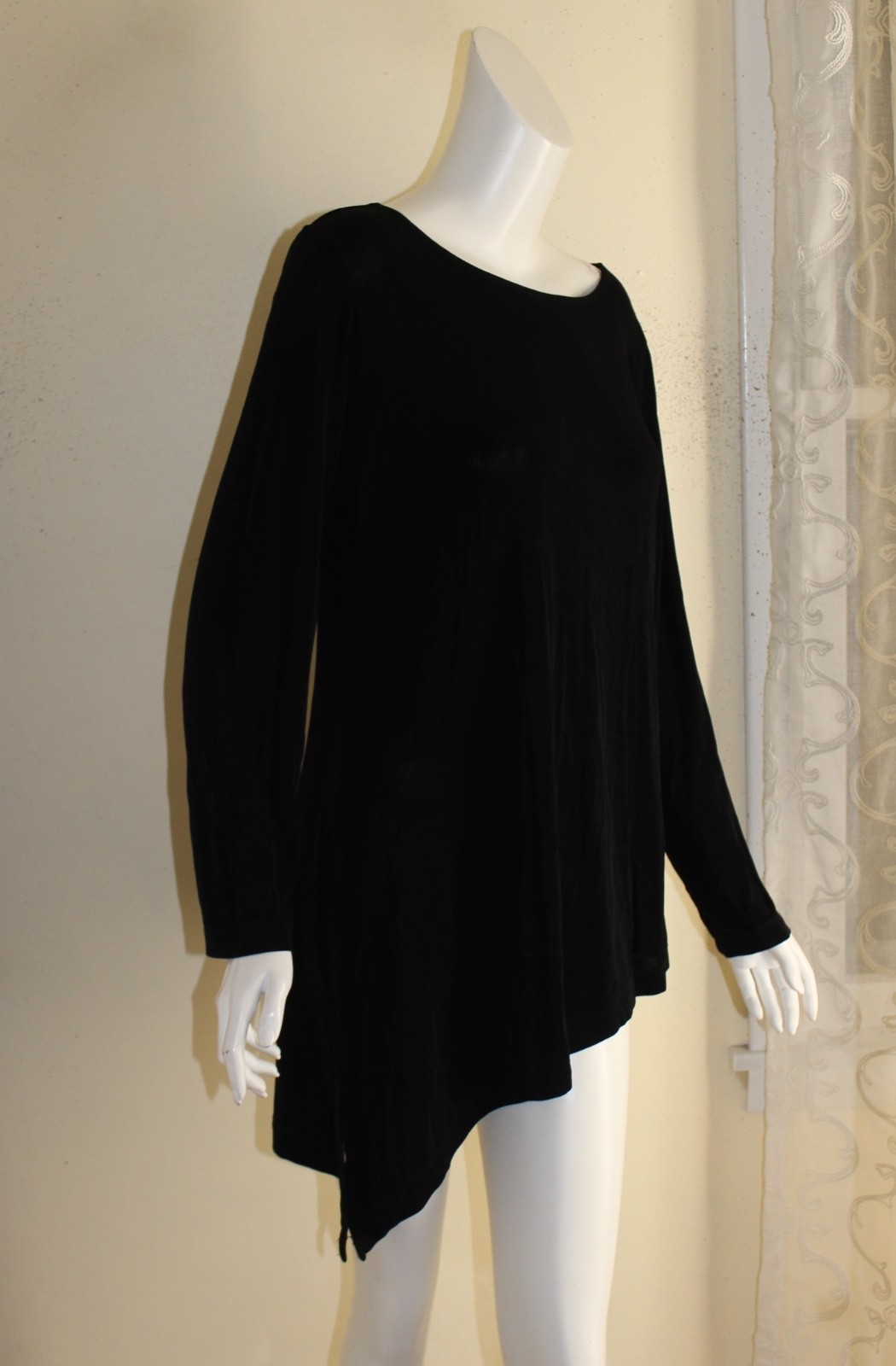 Chico's Travelers -Sz 2 L Asymmetrical Dream Drape Long Tunic Top Solid ...
