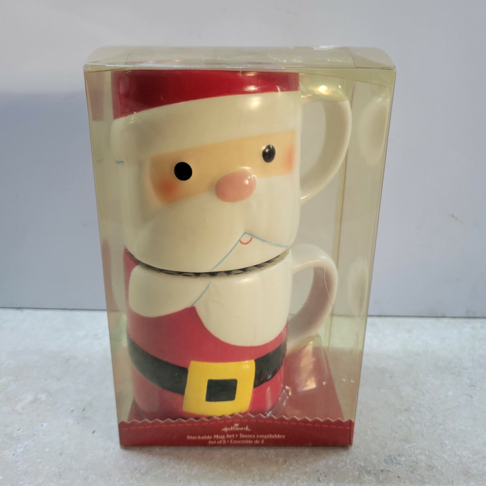 Hallmark Set of 2 Stackable Santa Claus Christmas Coffee Tea Mugs Cups ...
