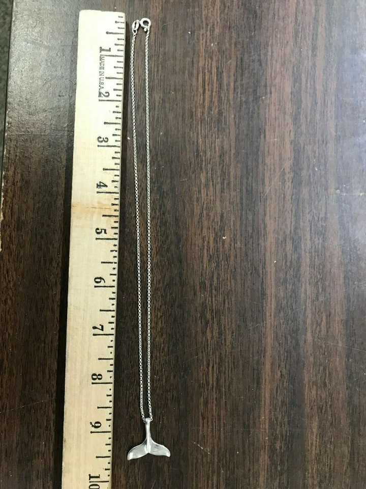 sterling silver whale tail pendant on 18 inch necklace | eBay