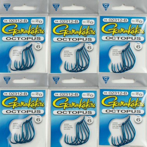(LOT OF 6) GAMAKATSU OCTOPUS BLUE HOOK 2/0 02312-B K3386 | eBay