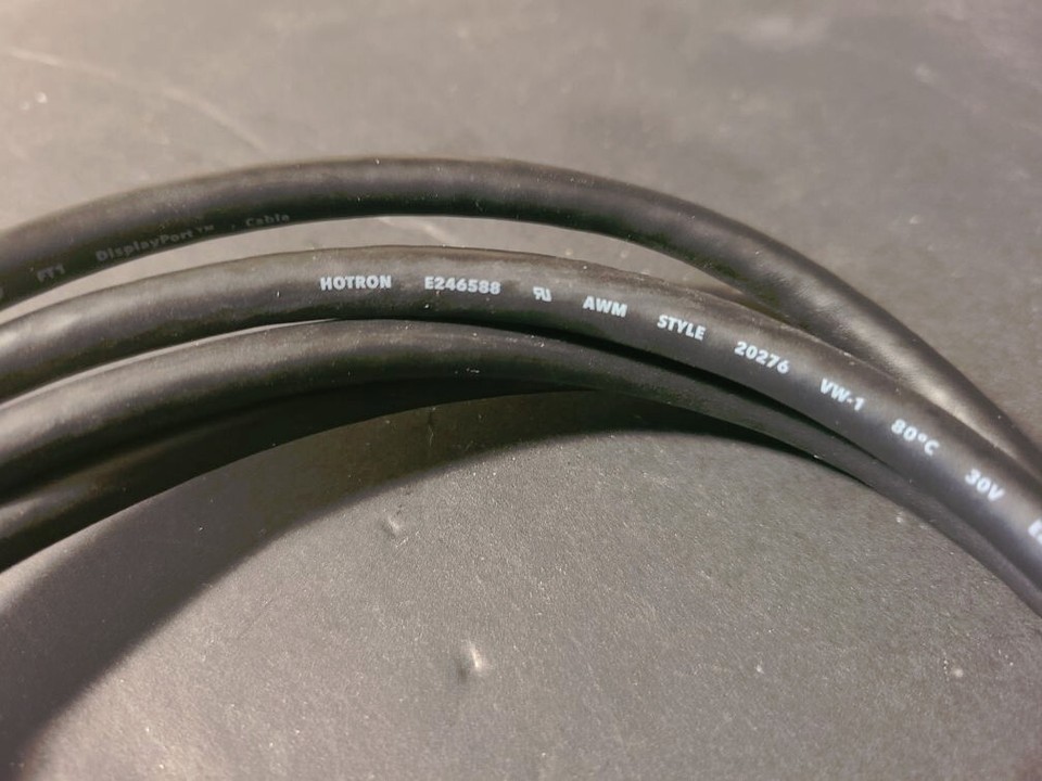 DP V1.2 Display Cable Hotron E246588 AWM Style 20276 VW-1 80º 30V I/II ...