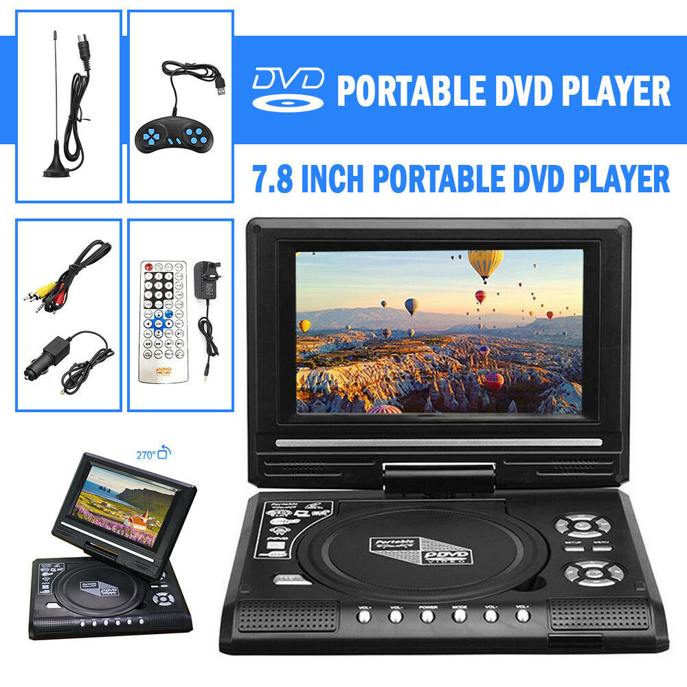 7.8" HD Tragbarer DVD Player Portabler CD Monitor USB HDMI AV AKKU mit ...