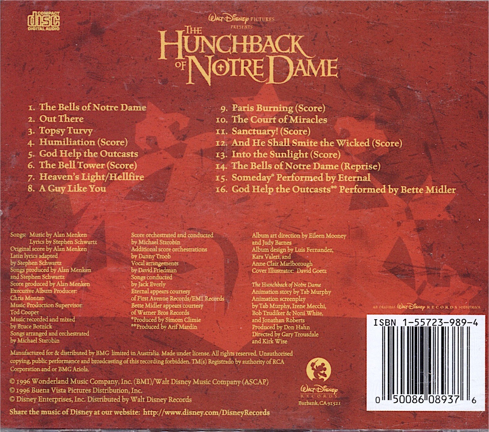 The Hunchback of Notre Dame Alan Menken - CD | eBay