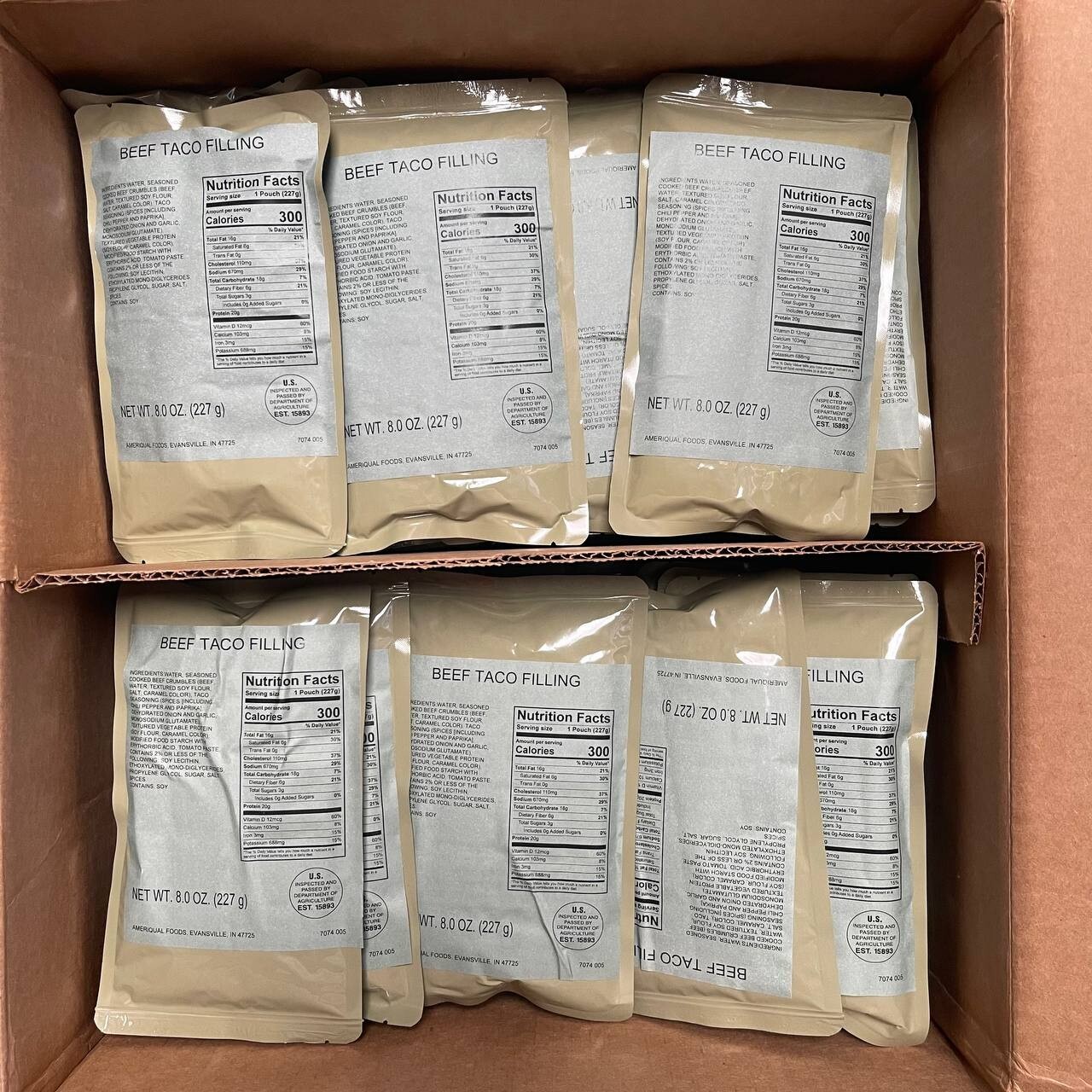 2026 Insp MRE Entree - Beef Taco Filling. BULK 72 Packs. 36 LBS of food ...