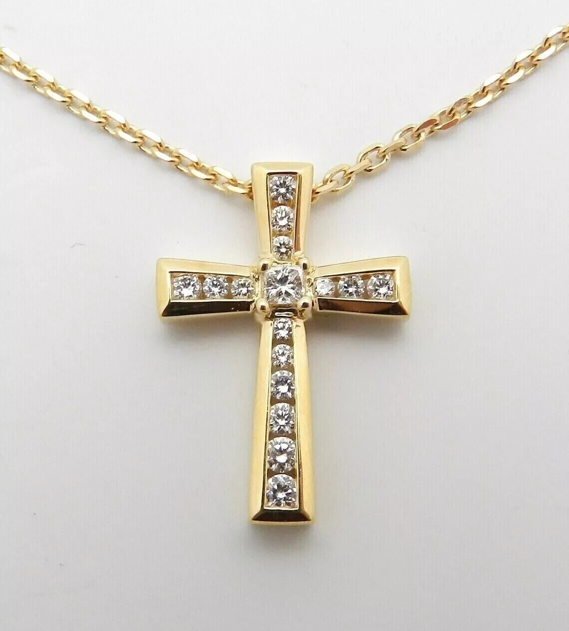 2.00 Ct Round Cut Lab Created Diamond Cross Pendant 14K Yellow Gold ...