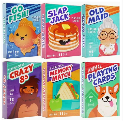 6 Decks, Total 262pcs Cards, Go Fish, Old Maid, Crazy Eights, Memory ...