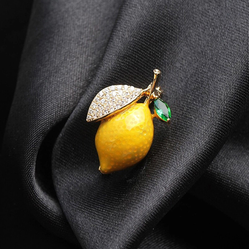 Enamel Yellow Lemon Brooches For Women Wedding Party Causal Brooch Pins ...