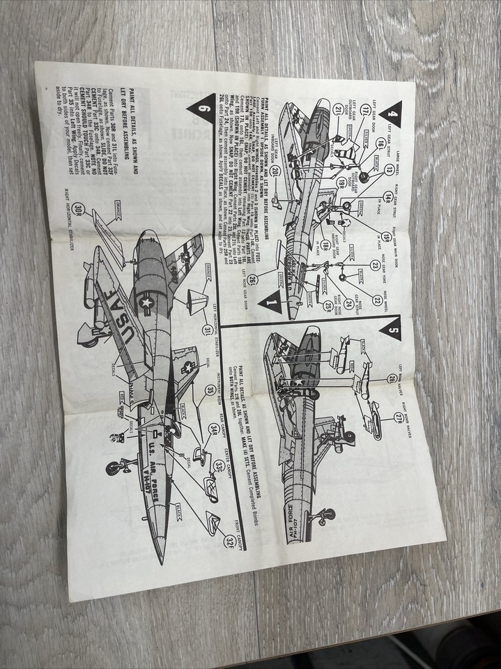VINTAGE 1961 REVELL F-105B THUNDERCHIEF MODEL KIT ASSEMBLY INSTRUCTIONS ...