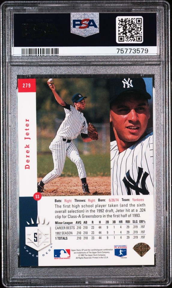 1993 SP Baseball DEREK JETER FOIL #279 PSA 7 Rookie Card RC New York ...