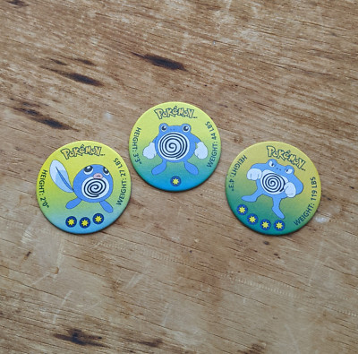 1999 TOMY Pokemon BattPoke Discs Poliwag #60, Poliwhirl #61 & Poliwrath ...