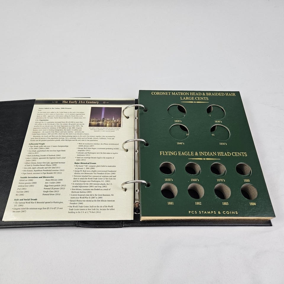 Two Centuries of U.S. One-Cent Coins Album PCS Stamps & Coins Large to ...