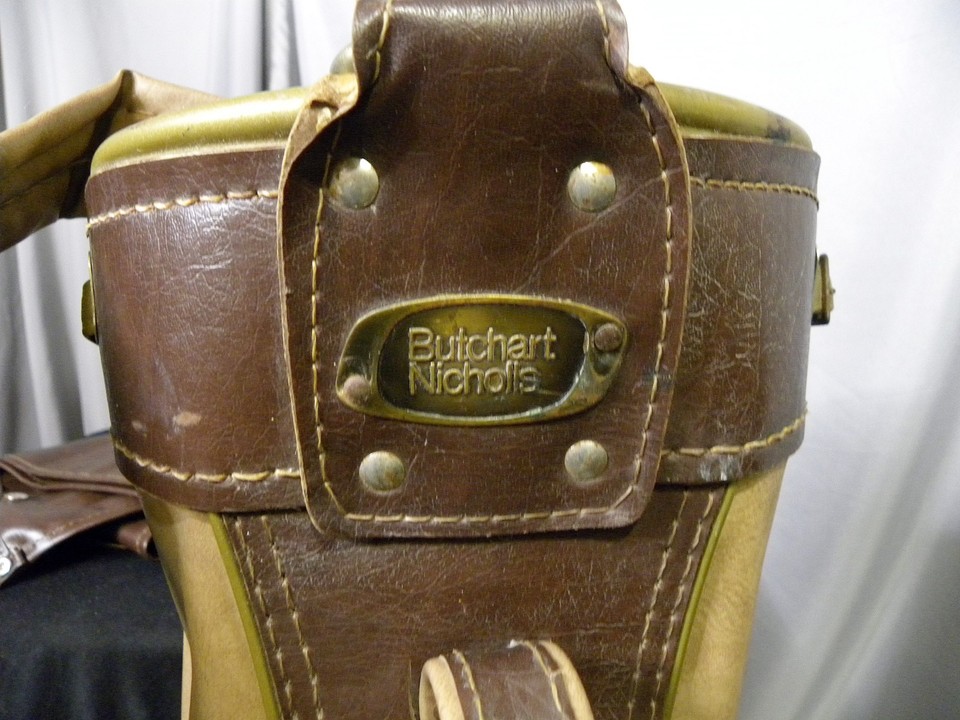 VINTAGE Butchart Nicholls Leather Golf Bag With Shoulder Strap Rain ...