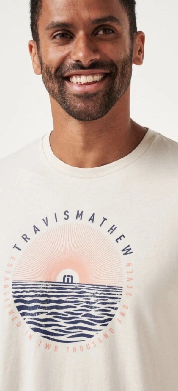 Travis Mathew T Shirt Mens XXL Beige Beach Cities Casual Golf Athletic ...