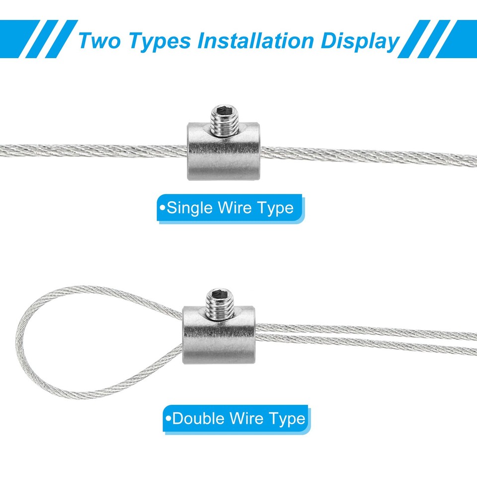 6Pcs 3mm Hole Wire Rope Clips Set Cable Clamps with Screw Spanner ...