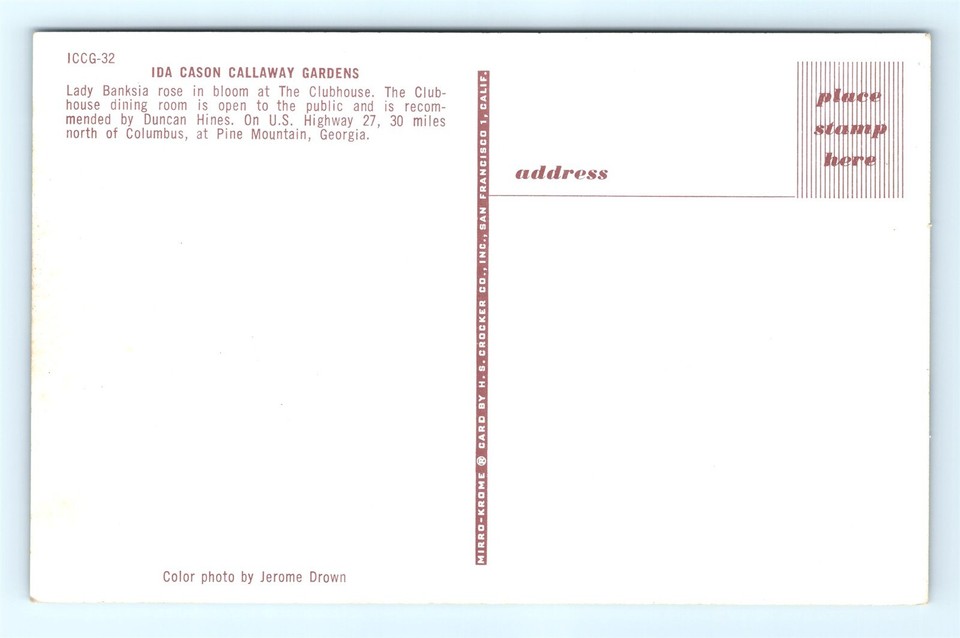 Postcard GA Pine Mountain Ida Cason Callaway Gardens Clubhouse Lady ...