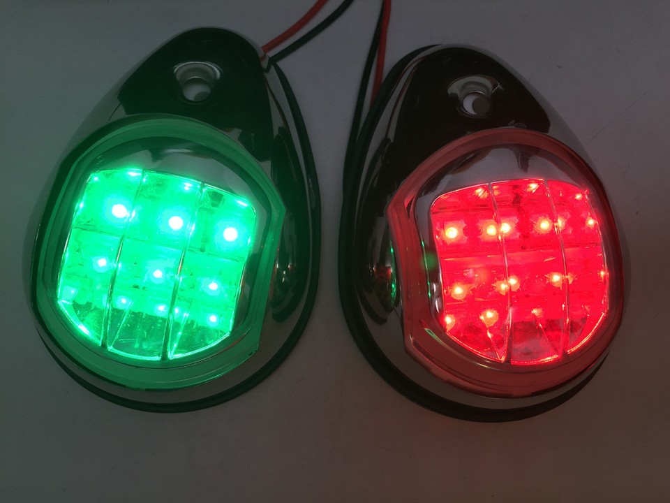 PactradeMarine SS304 LED NAV Light Green Starboard Red Port SIL Surface ...