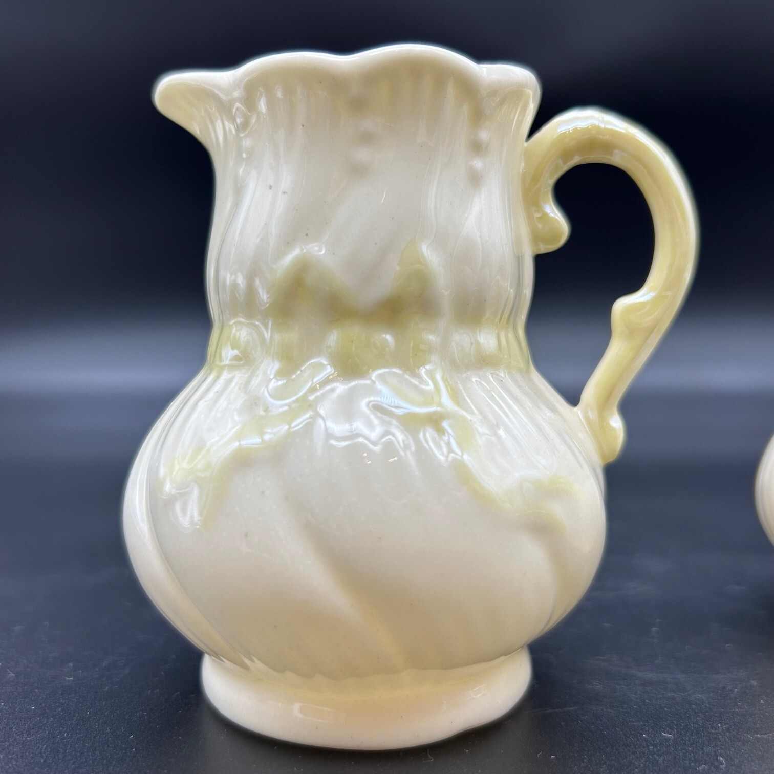 Belleek Irish Pottery Yellow Ribbon Creamer & Open Sugar Bowl Set 1965 ...