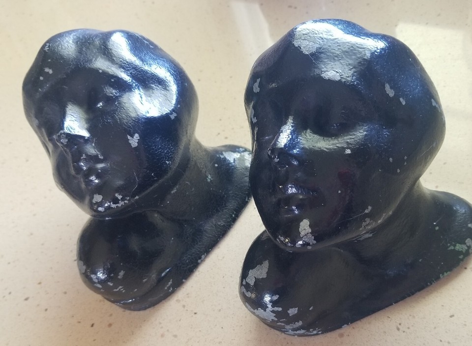 2 ART DECO? Style metal Female BUSTS / BOOKENDS | eBay