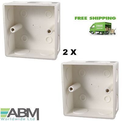 2 X 86mm x 86mm x 32mm Plastic Dual Sockets Mount Back Box Wall Socket ...