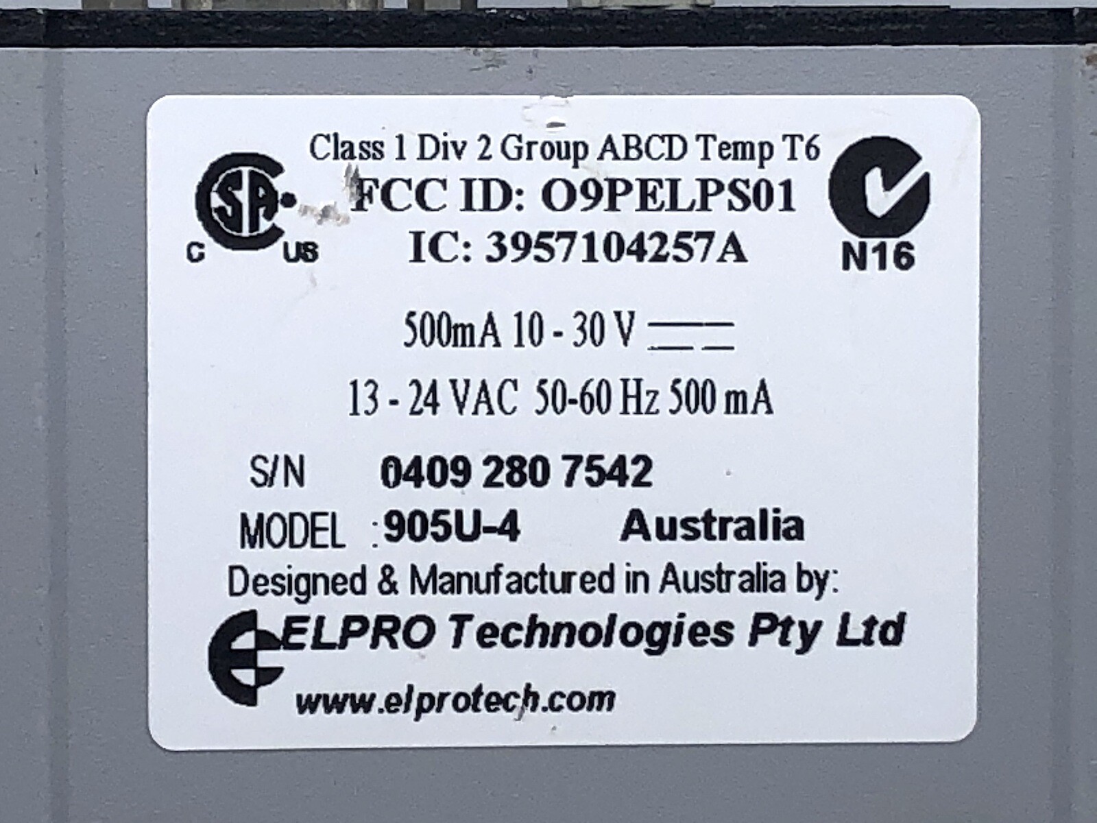 ELPRO Wireless I/O NODE 905U-4 O9PELPS01 500mA 10-30V 13-24VAC | eBay