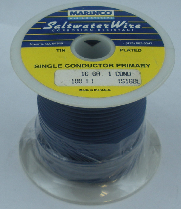 Marinco TS16BL 16 Gauge Blue Stranded Wire Tinned Copper 100 Ft | eBay ...