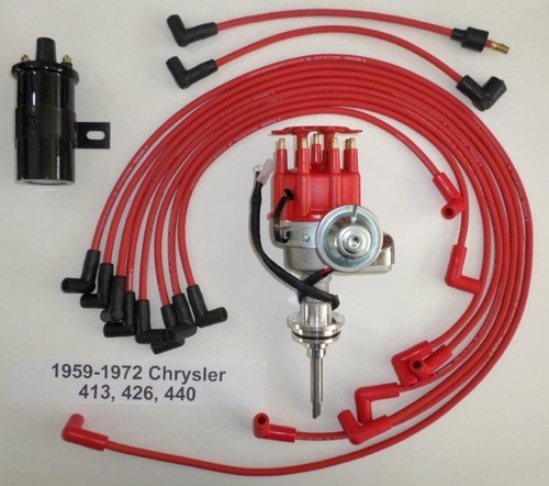 CHRYSLER 413 426 440 Red SMALL HEI Distributor + Black 45K Coil + USA ...