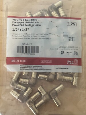 New Pack of 25 Sioux Chief 642XG2 1/2" F1807 ×1/2" F1807 Power Pex ...