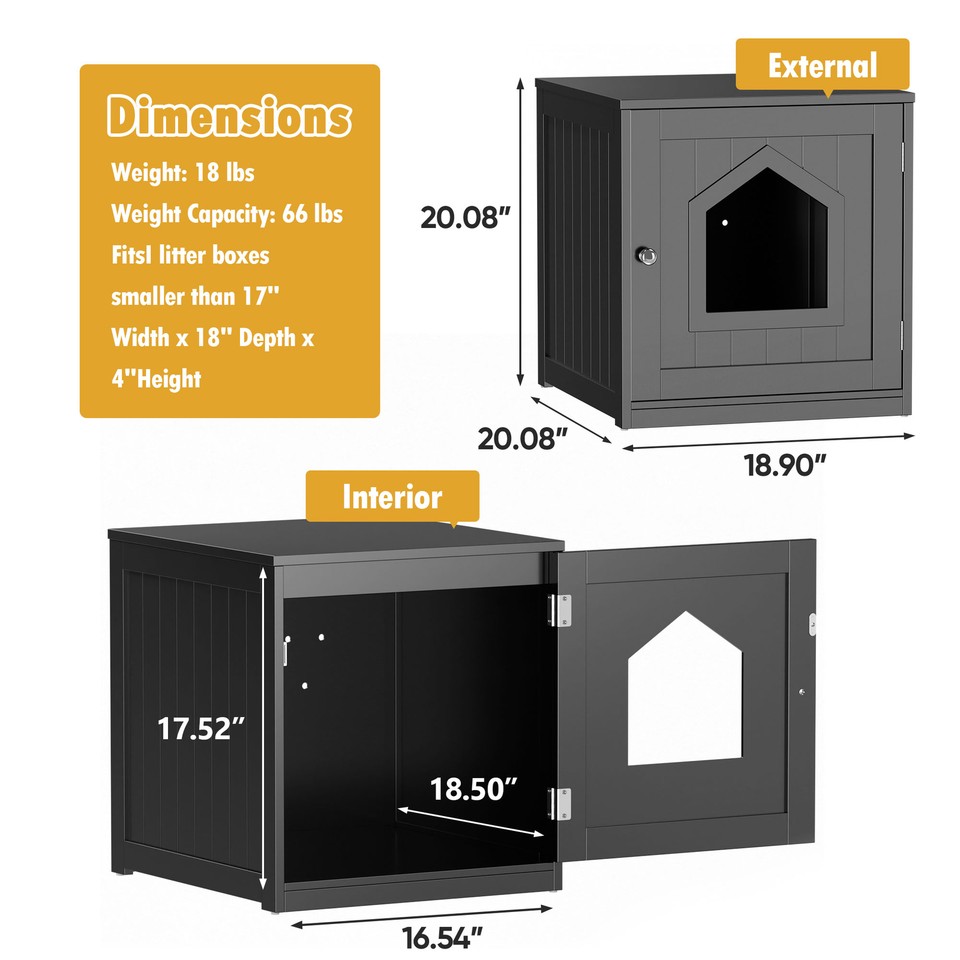 Cat Litter Box Furniture Hidden Enclosed Cabinet Cat Washroom Vent Hole ...
