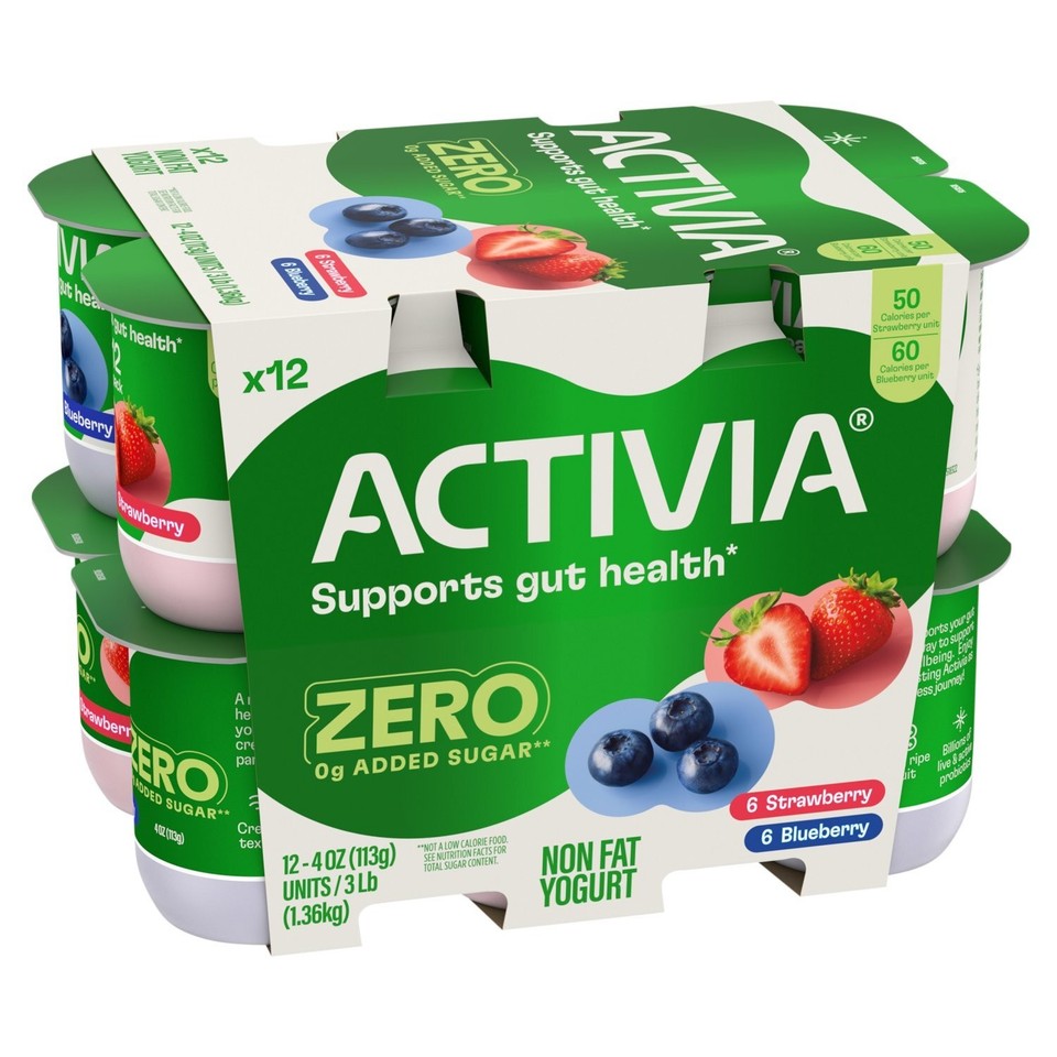 Activia Strawberry Blueberry Non Fat Yogurt, 4 oz, 12 count (6 pack) | eBay
